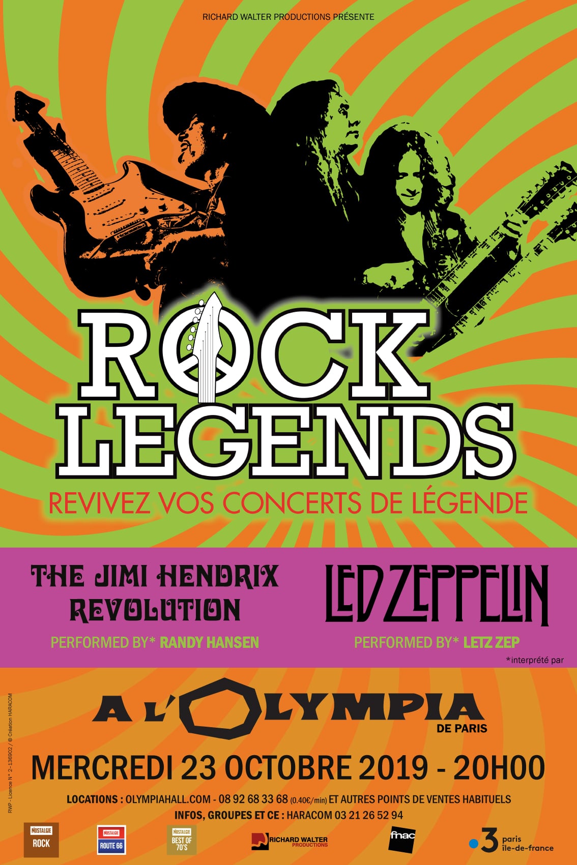 Rock Legends avec The Jimi Hendrix Revolution et Letz Zep à l'Olympia